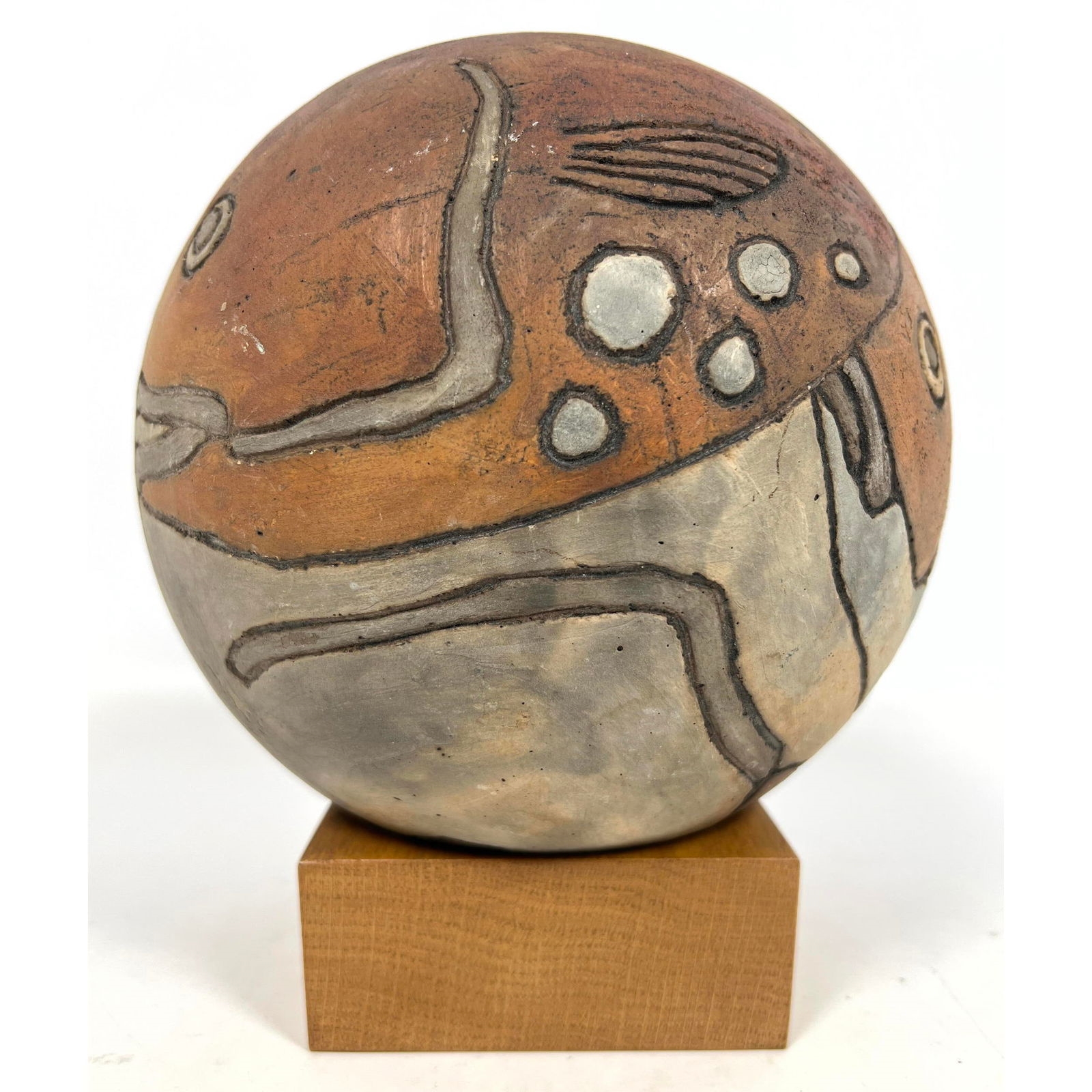 Potter | NONA Fish Motif Studio Potter Glazed Pottery Closed Sphere on ...