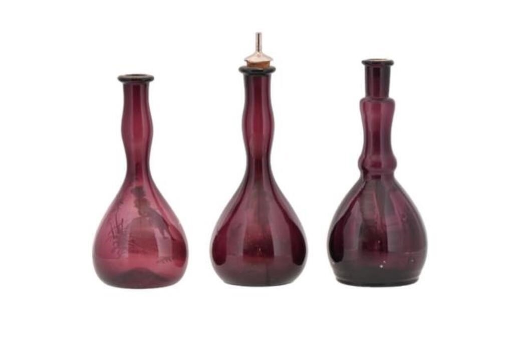 Mary Gregory | Antique Mary Gregory Barber Bottles (3 | MutualArt