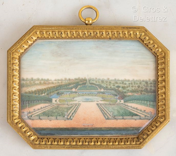 Louis Nicolas van Blarenberghe | Park of a castle Miniature with canted ...