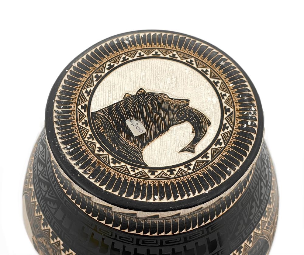 Marvin Blackmore | Navajo Two Tone Black And Yellow Kiva Jar | MutualArt