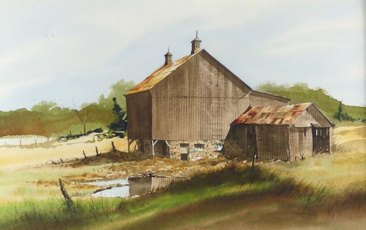 Jack Henry Reid | Untitled: Rural Landscape with Barn | MutualArt