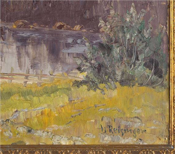 Hedwig Reisinger | Alpine Landscape with Cabin and Lake (1904) | MutualArt