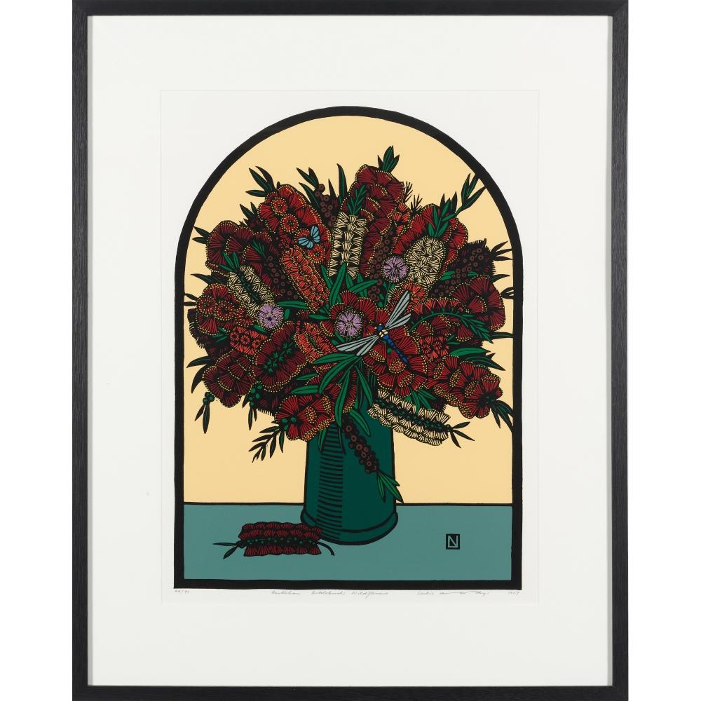 Leslie Sluys | Australian Bottlebrush Wildflowers 1987 screenprint ...