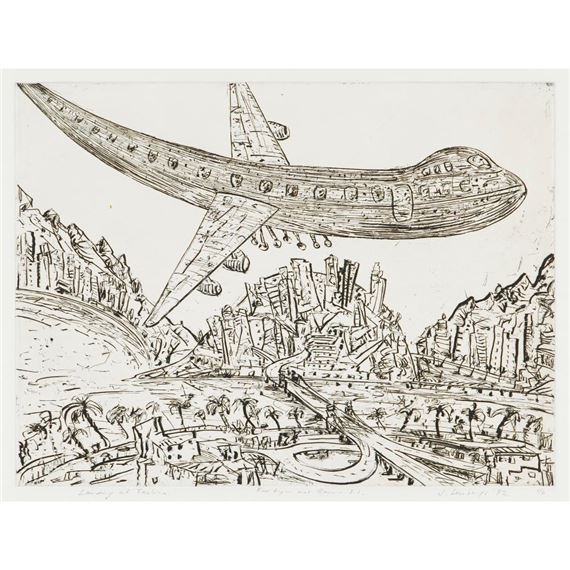 Jan Senbergs | Landing at Exotica (Light) 1992 etching (1992) | MutualArt