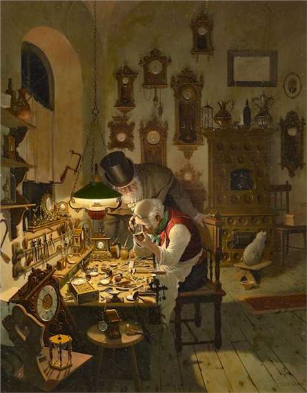 Gábor Vida | At the clockmaker (1900) | Artwork performance at auction ...