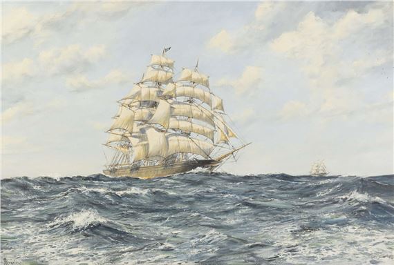R. Bramley | Clipper Ships in Full Sail at Sea | MutualArt