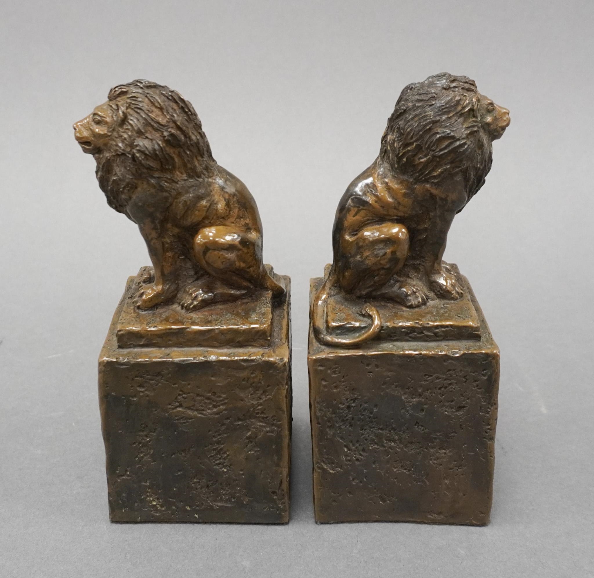 Hamilton | Pair of Hamilton Studios Gilt Composition Lion Bookends, H ...