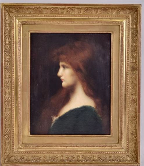 Jean-Jacques Henner | Portrait de jeune femme à la robe bleue | MutualArt