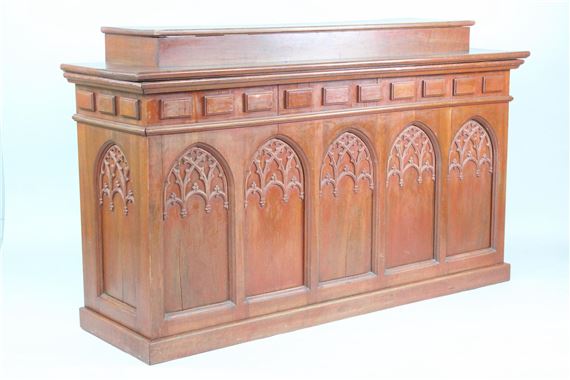 Gothic | 6-Foot Carved Gothic Wooden Altar Podium Counter | MutualArt