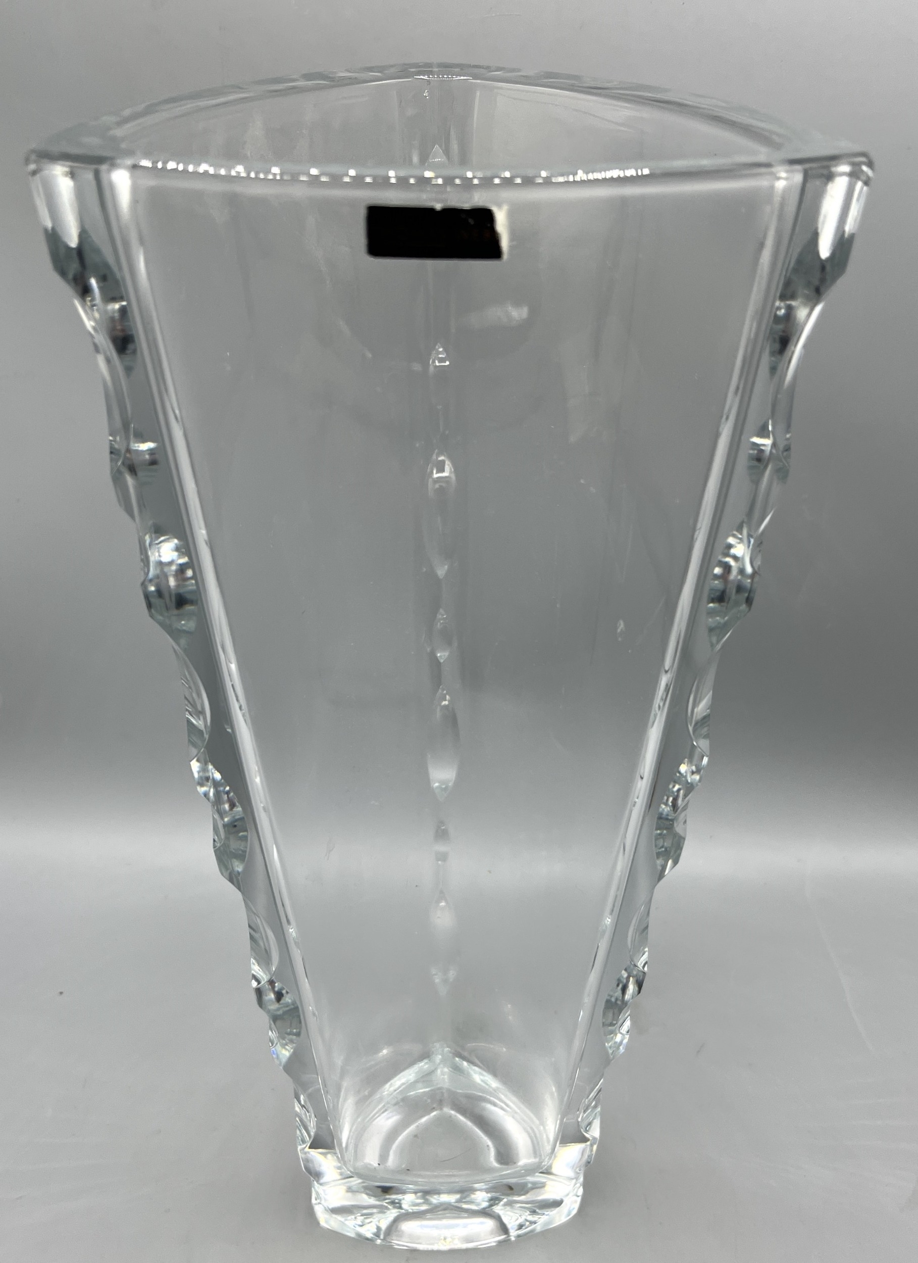 Thomas Webb | Thomas Webb tapered clear glass vase, with label | MutualArt