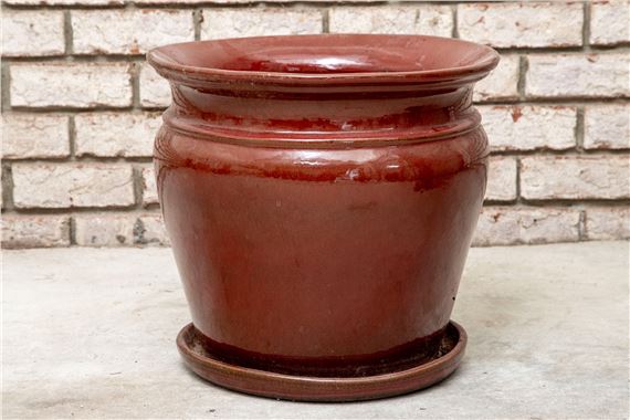 Planter | Large Red Glazed Ceramic Planter | MutualArt
