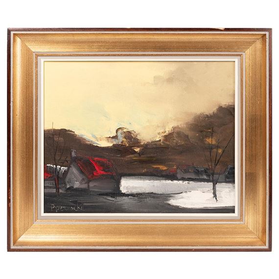 Paul Permeke | landscape with houses in foreground | MutualArt
