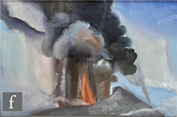Keith Grant | An abstract landscape with erupting volcano | MutualArt