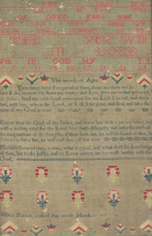 Mary Patrick | An 18th Century sampler with alphabets | MutualArt