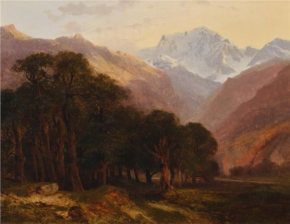 Calame Alexandre | Wald mit Berglandschaft (1810 - 1864) | Artwork ...