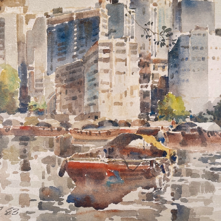 Ong Kim Seng | ONG KIM SENG WATER COLOR PAINTING OF SINGAPORE RIVER ...
