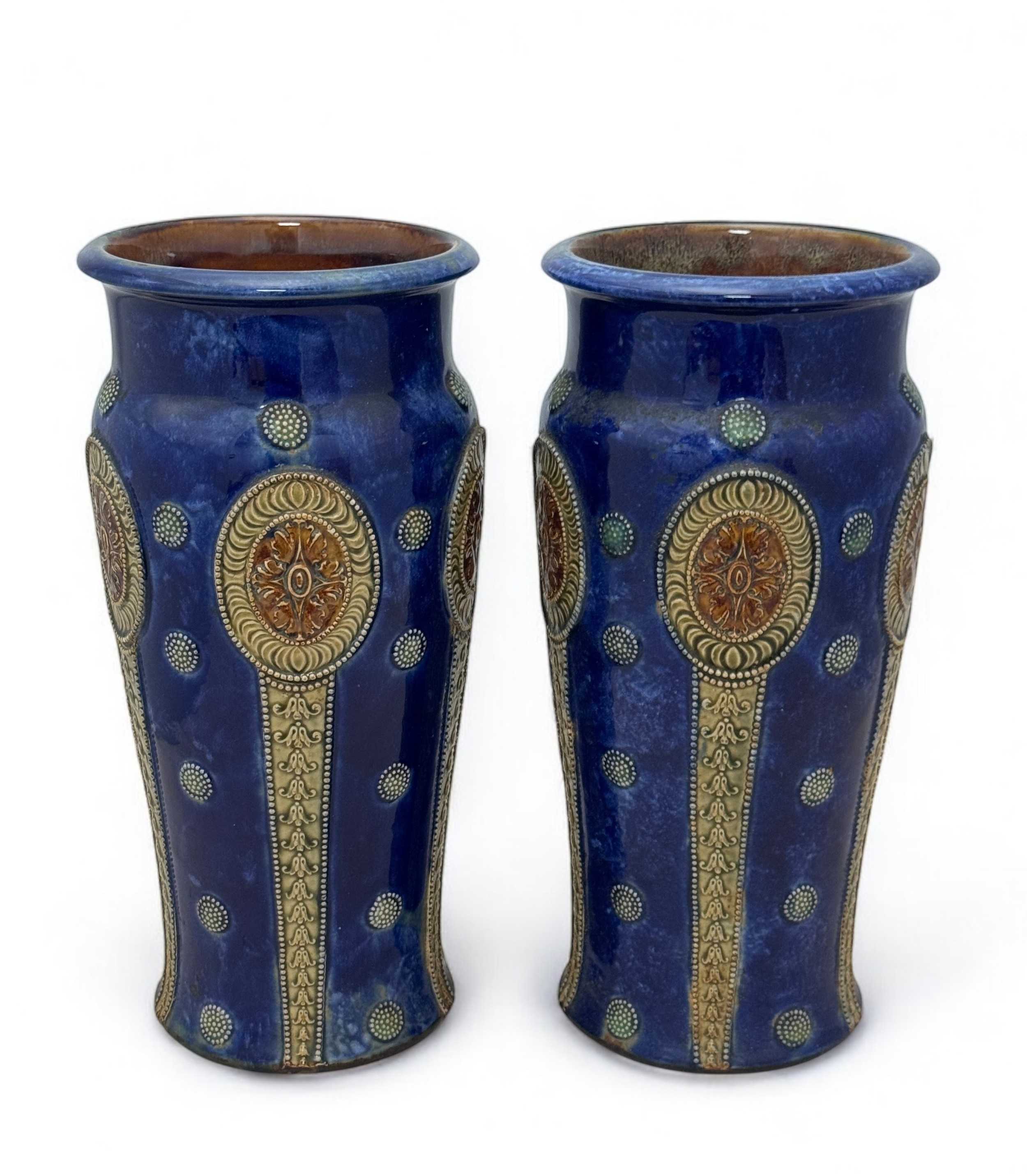 Shane Ridge | A pair of Royal Doulton blue ground glazed vases, impressed and to base | MutualArt