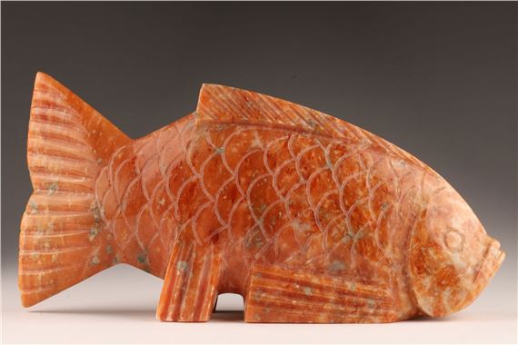 Japanese School, 20th Century | Japanese Carved Red Alabaster Koi Fish ...