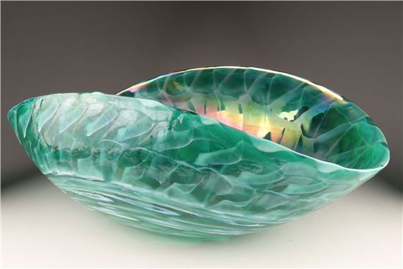 Murano | Large Yalos Murano Green Art Glass Bowl | MutualArt
