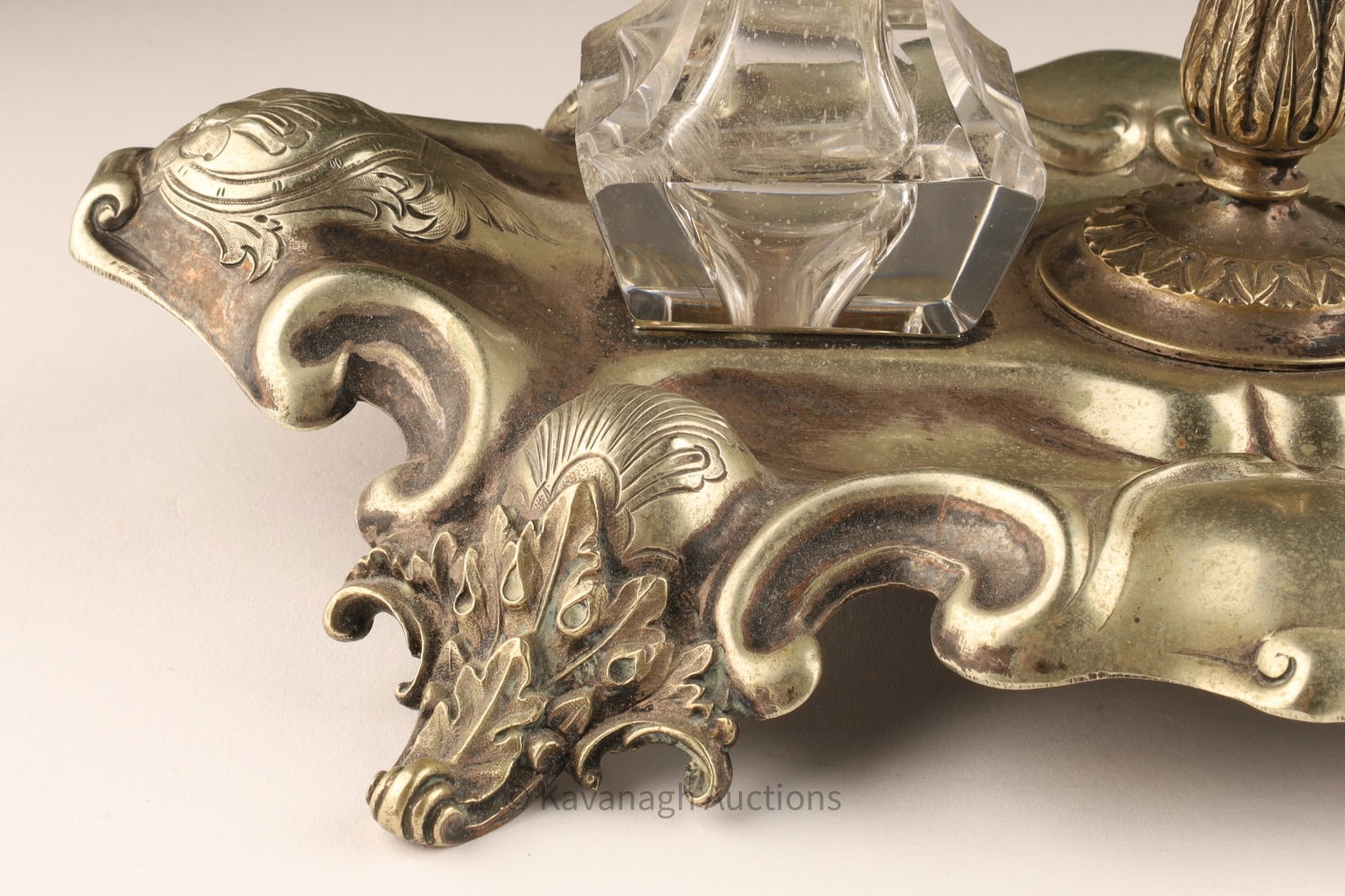 Prior | Antique Victorian Silver Plated Inkstand Crystal | MutualArt