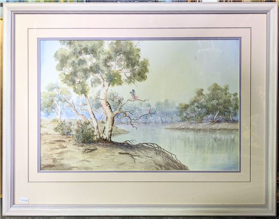 Pat Coffey | River Scene with Galahs | MutualArt