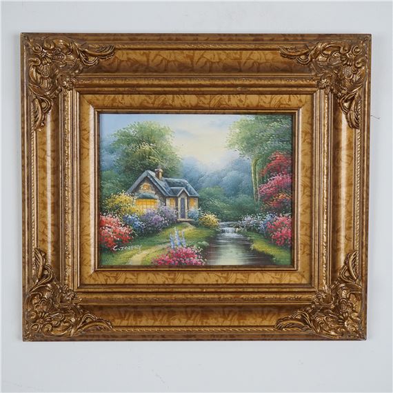 C. Jaffey | C. Jaffey, Cottage Landscape, Oil on Canvas, Signed | MutualArt