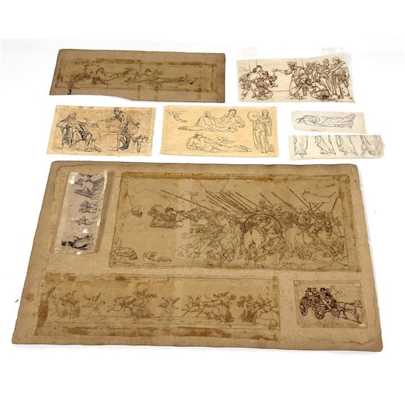 John Flaxman | Set of studies attributed to John Flaxman, ink and paper ...