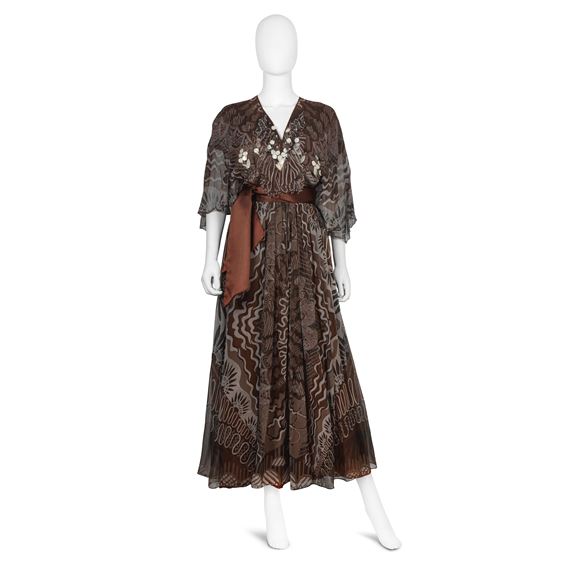 Zandra Rhodes | Ayers Rock' Chiffon Dress and Pleated Silk Jacket ...