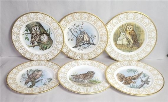 Edward Marshall Boehm | Six Edward Marshall Boehm porcelain owl plates ...