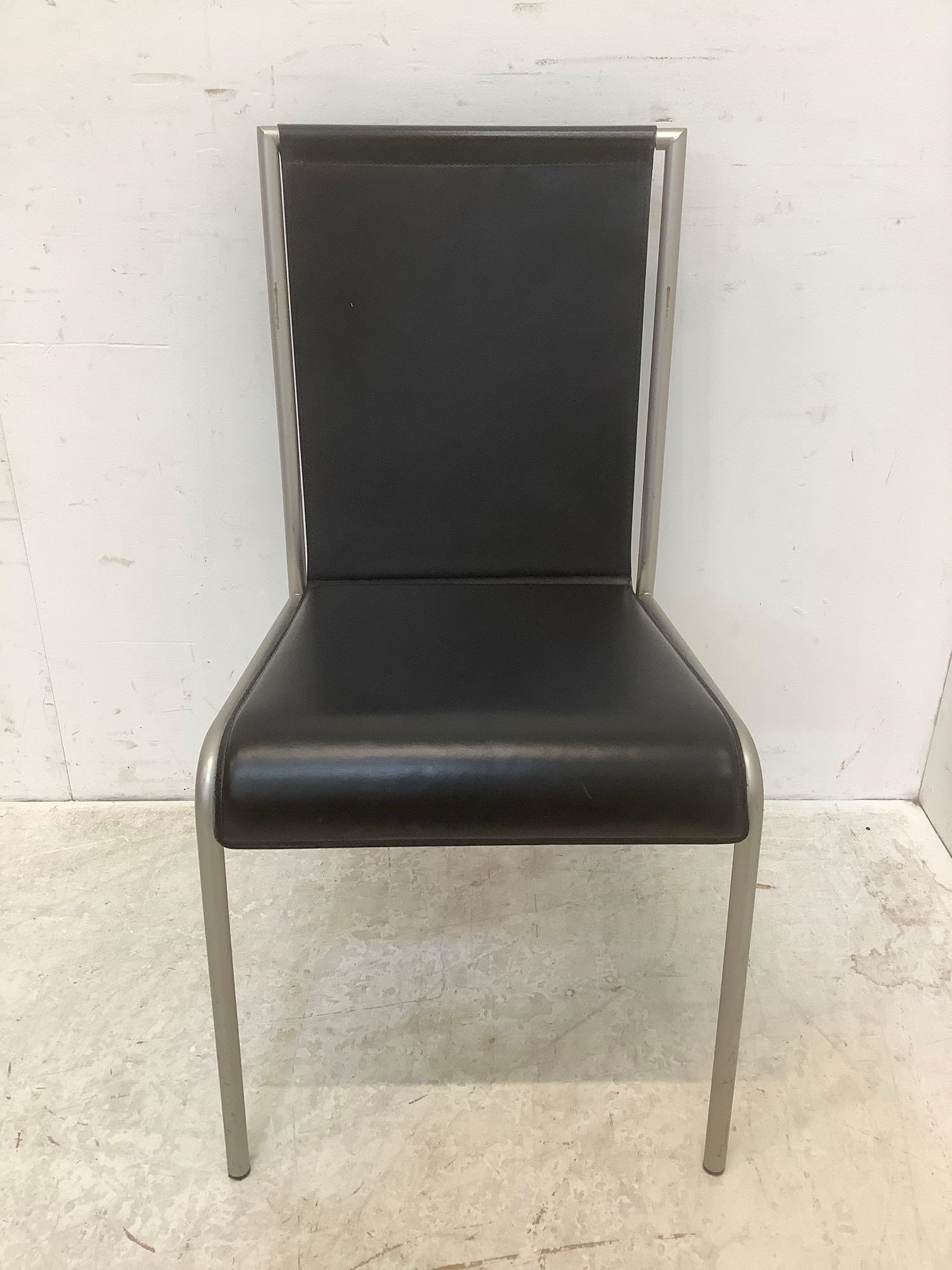 Calligaris | ITALIAN CALLIGARIS LEATHER AND STEEL CHAIR | MutualArt