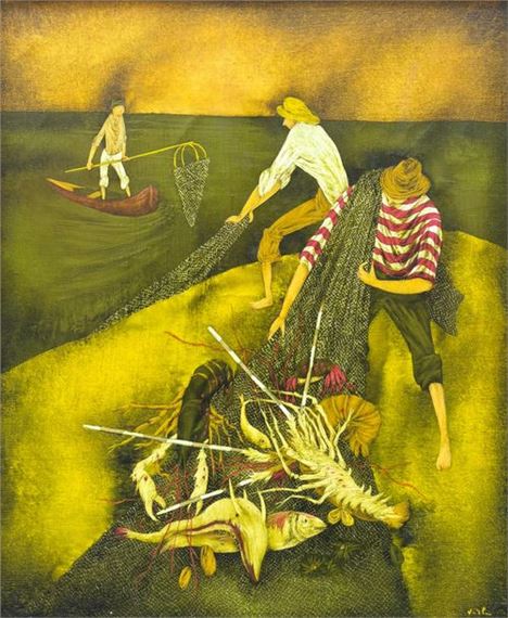 Félix Varla | Félix VARLA (1903-1986) Fishermen with nets Oil on canvas ...