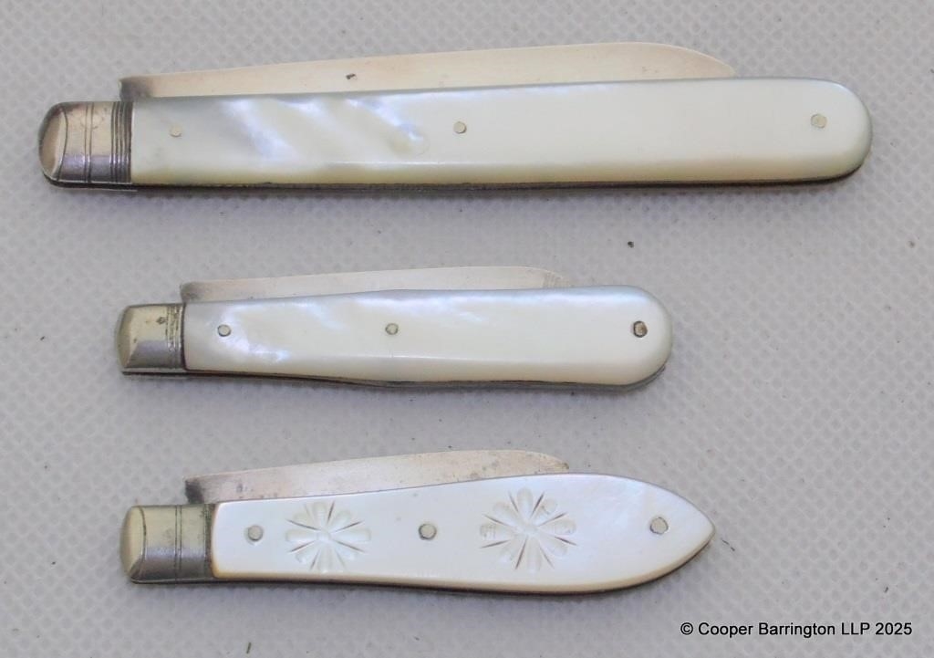 Edward Bingham | 3 Victorian Silver & Mother of Pearl Fruit Knives ...