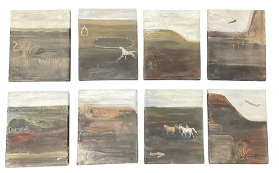 Jill Frost | born 1965); a set of eight oil on canvas panels (1994 ...