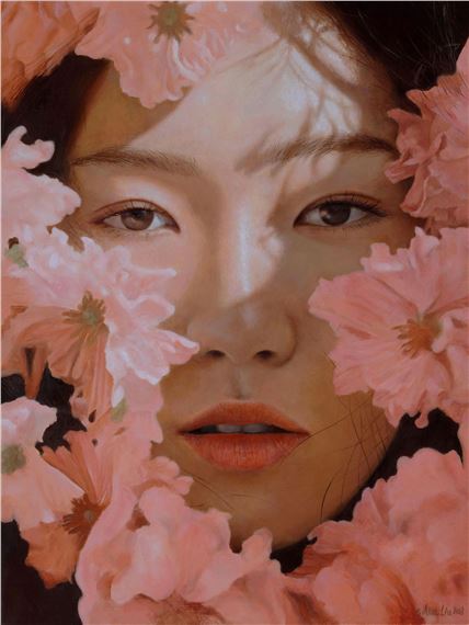 Sihua Liu | Soft Glance Amidst Flowers (2023) | MutualArt