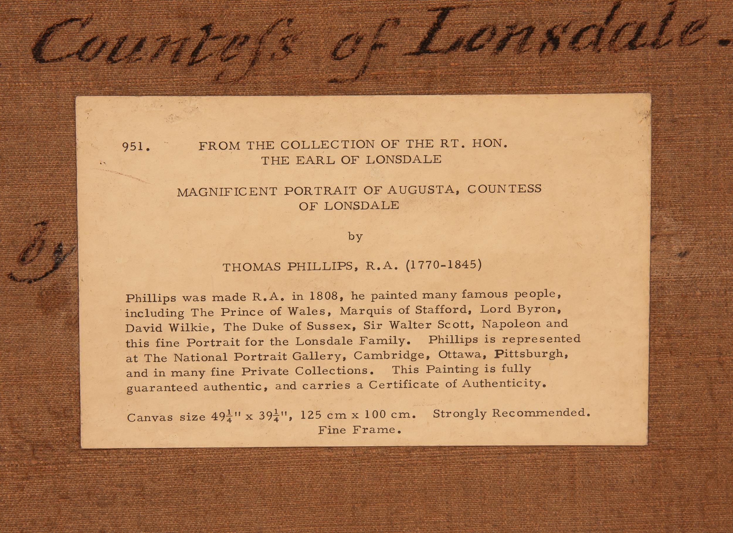 Thomas Phillips | Thomas Phillips (British 1770-1845) LADY AUGUSTA FANE ...