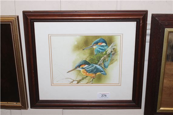 Richard Cook | watercolour study of kingfishers | MutualArt