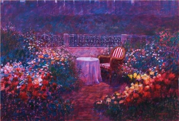 Sang Ha Choi | LARGE SANG-HA CHOI FLOWER GARDEN PAINTING (1320) | MutualArt