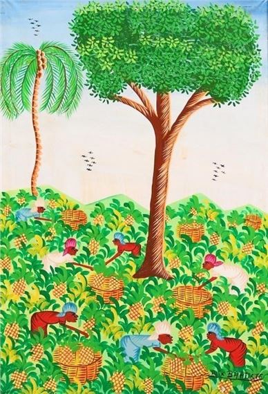 Alix Baptiste | ALIX BAPTISTE HAITIAN PINEAPPLE FARMERS PAINTING (1451 ...