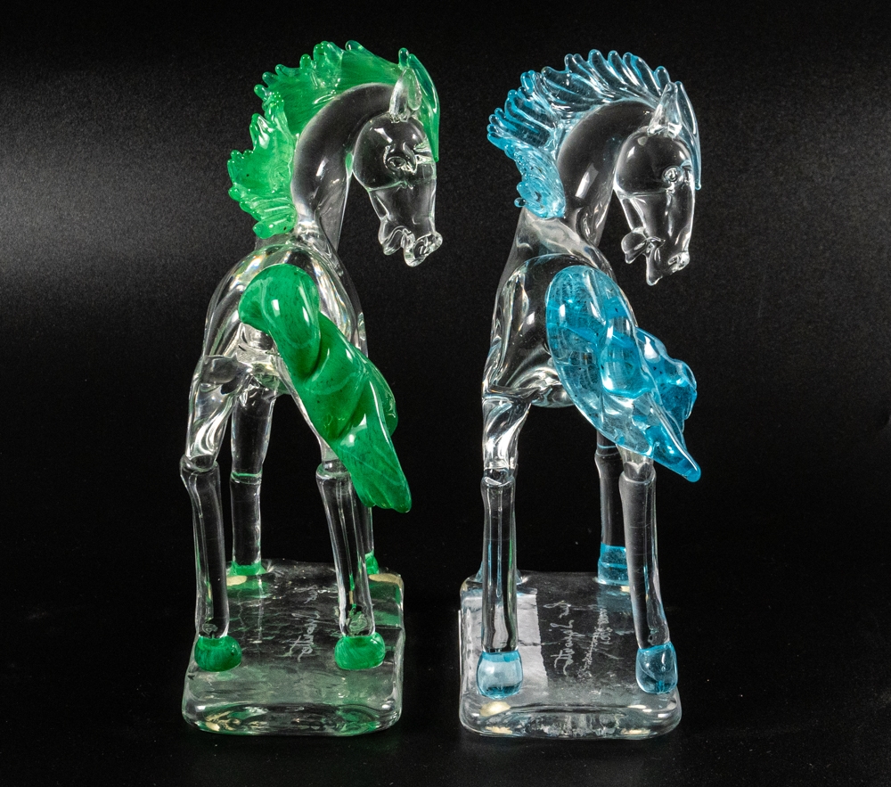 Murano | Signoretto, Pino - Pair of Murano blown glass horses - 2004 ...