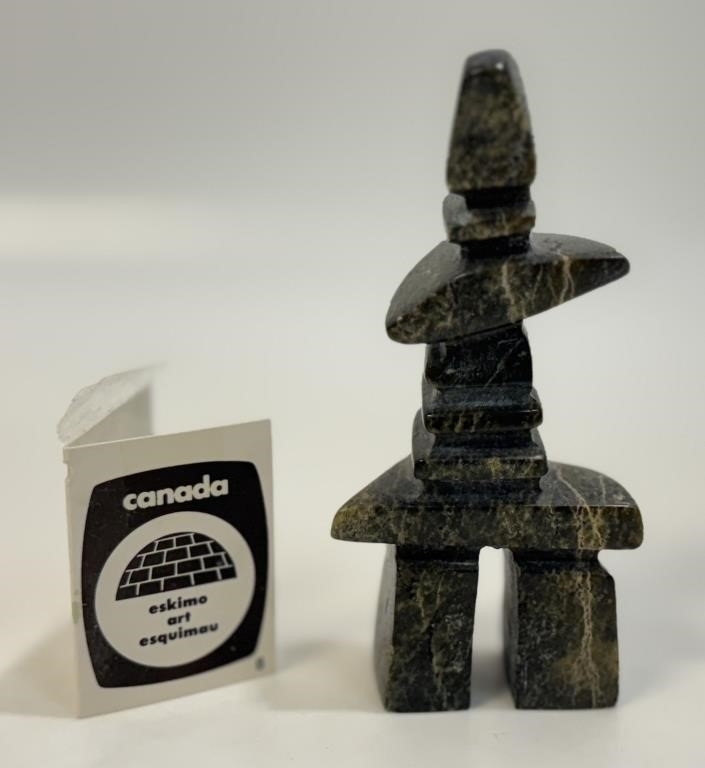 Sappa Ashoona | SAPPA ASHOONA CARVED SOAPSTONE INUKSHUK | MutualArt