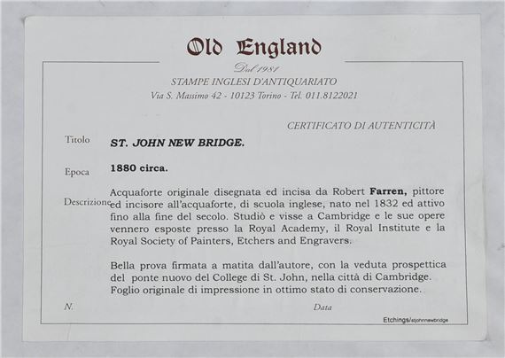 Robert Farren | ST.JOHN NEW BRIDGE (1880) | MutualArt