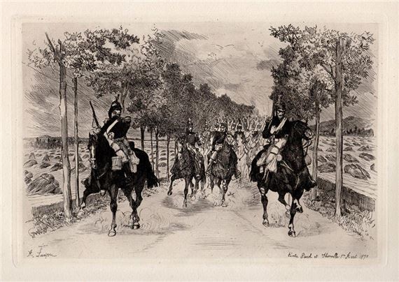 Auguste Lançon | Auguste Andre Lancon Cavalry etching signed | MutualArt