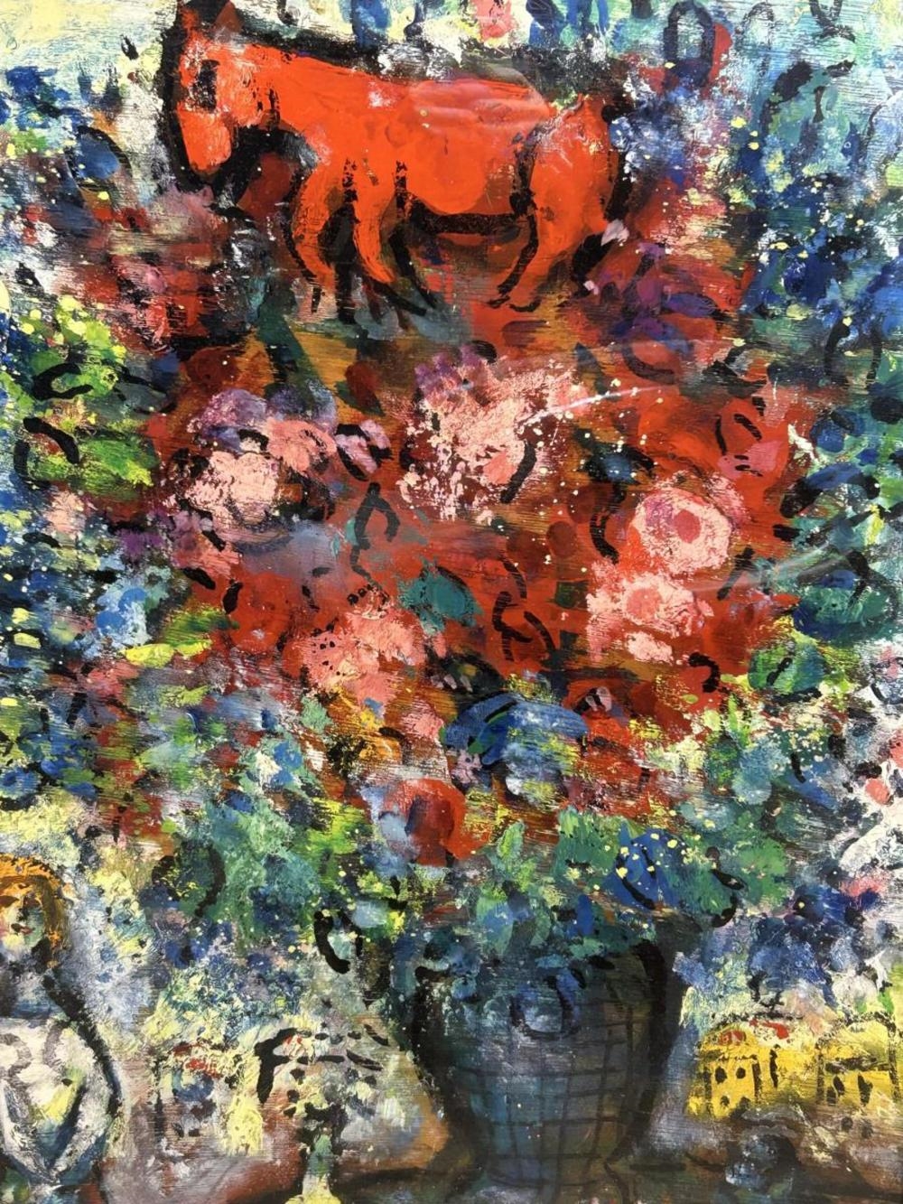 Marc Chagall | Red Bouquet, a vibrant composition filled with bold red ...