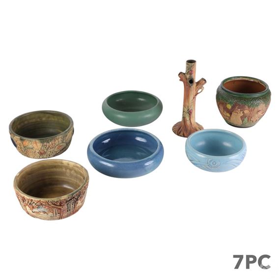 Weller Pottery | Weller American Art Pottery Tree Vase Bowl 7pc LOT ...