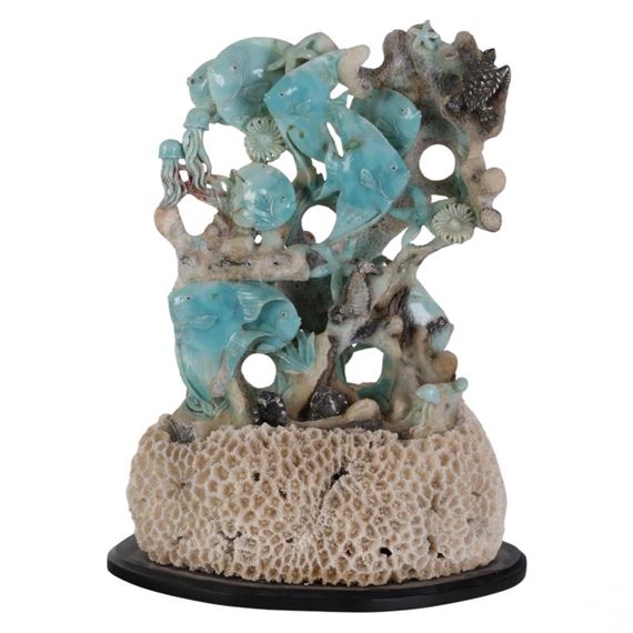 W K Ngai | Blue Quartz Marine Ocean Reef Sculpture by WK Ngai | MutualArt