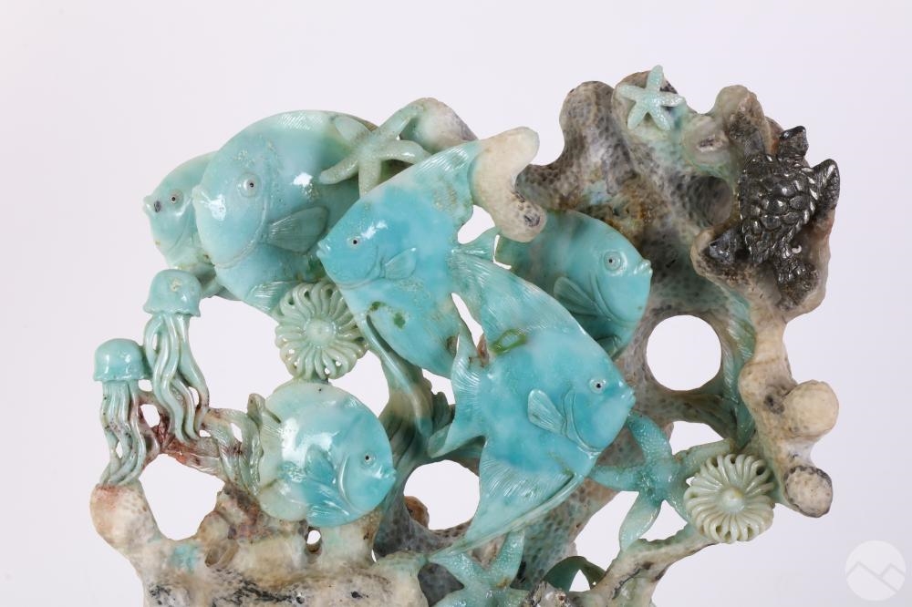 W K Ngai | Blue Quartz Marine Ocean Reef Sculpture by WK Ngai | MutualArt