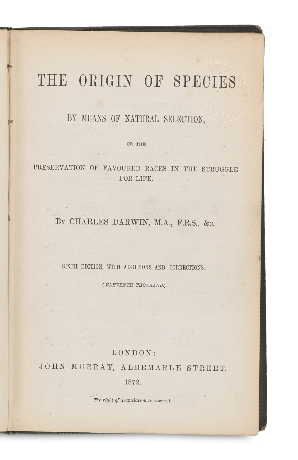 Charles Darwin | The Origin of the Species (1872) | MutualArt
