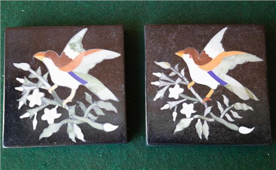 Pietra Dura | Pair of Pietra Dura Hard Stone Tiles Possibly Italian ...