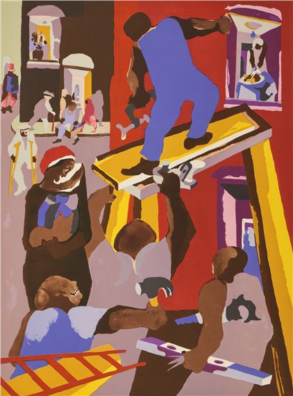 Jacob Lawrence | Jacob Lawrence ''Man on Scaffold'' 1985 Lithograph ...