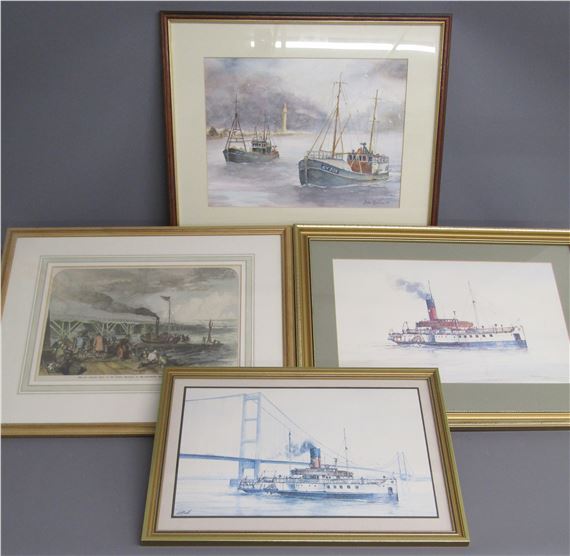 John Hotson | 4 pictures - John Hotson 91 framed watercolour Grimsby ...